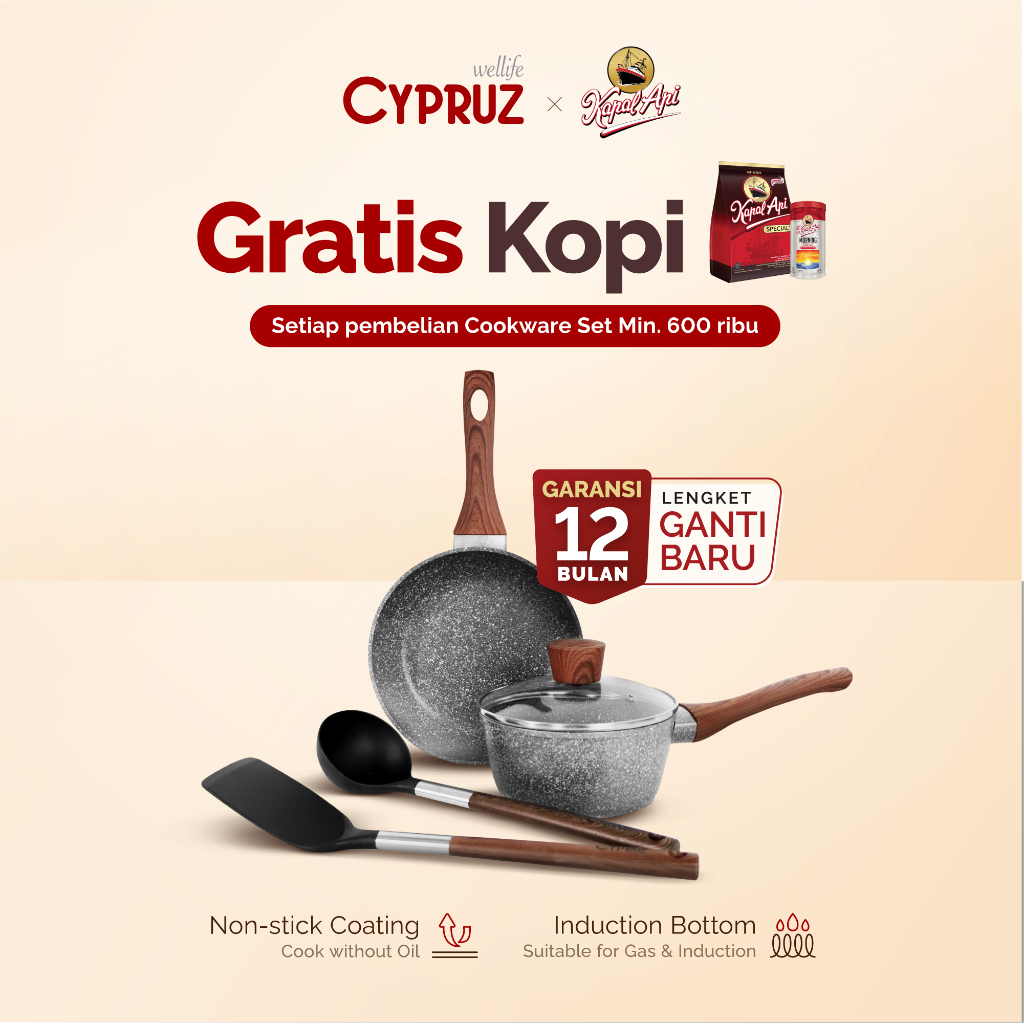 Jual Cypruz Cookware Set Grey Marble Series Panci Set Anti Lengket ...