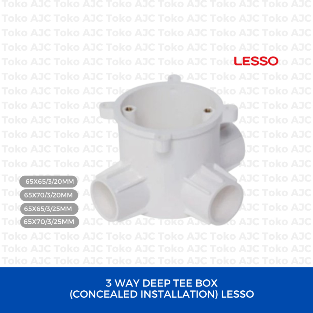 Jual 3 Way Deep Tee Box (concealed installation) Lesso - 65x65/3/20mm ...