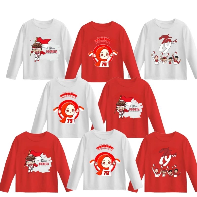 Jual KAOS 17AGUSTUS LENGAN PANJANG ANAK DAN DEWASA/KAOS HUT KEMERDEKAAN INDONESIA | Shopee Indonesia