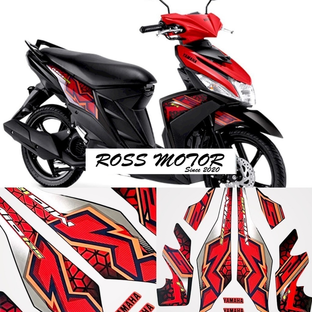 Jual Striping Stiker Polet Motor Yamaha Mio m3 125 Mio125 2023 2024 Merah Hitam Fullset List ...