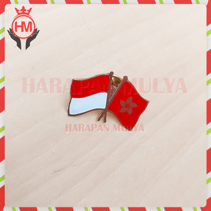 Jual Pin Persahabatan Bendera Negara Indonesia Hongkong - Flag Pin ...