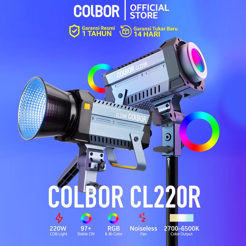 Jual Colbor CL220R Lampu Studio RGB LED 220W Video dan Foto Lighting ...