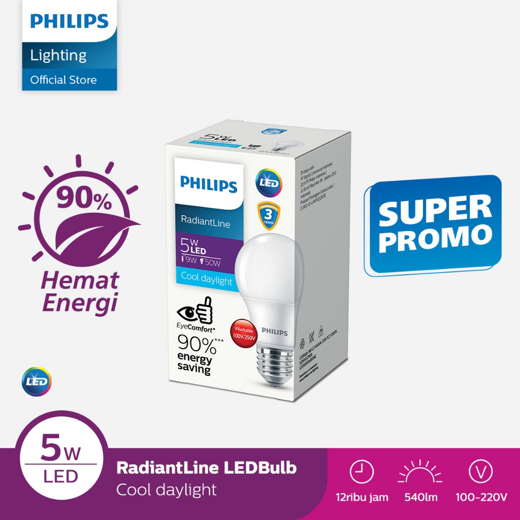 Jual Philips Lampu RadiantLine LED Bulb 6500K Putih 5W 7W 9W 11W 13W 15W | Shopee Indonesia