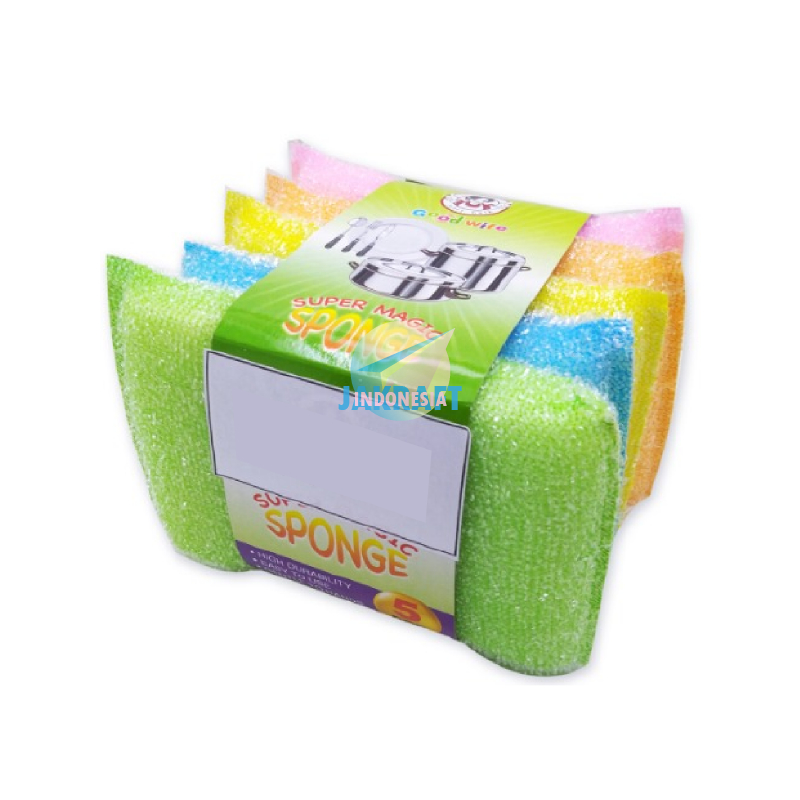 Jual (5 Pcs) Sponge Bantal Busa Cuci Piring GOOD WIFE Spons Spon Kain ...
