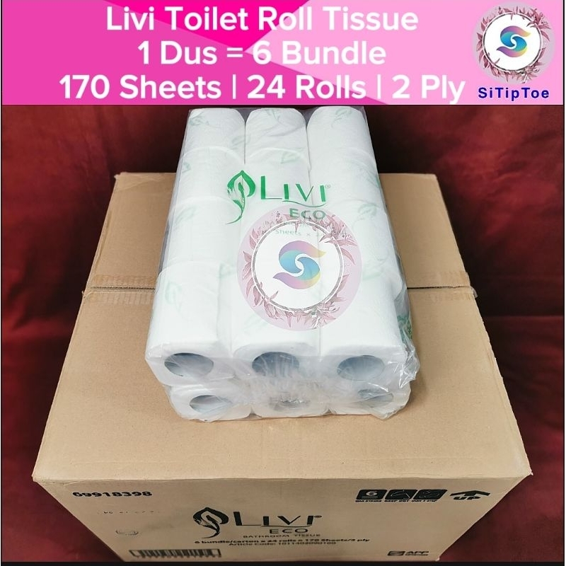 Jual [1 Dus = 144 Rolls] Tisu Livi Eco Bathroom Tissue 170 Sheets 2 Ply ...