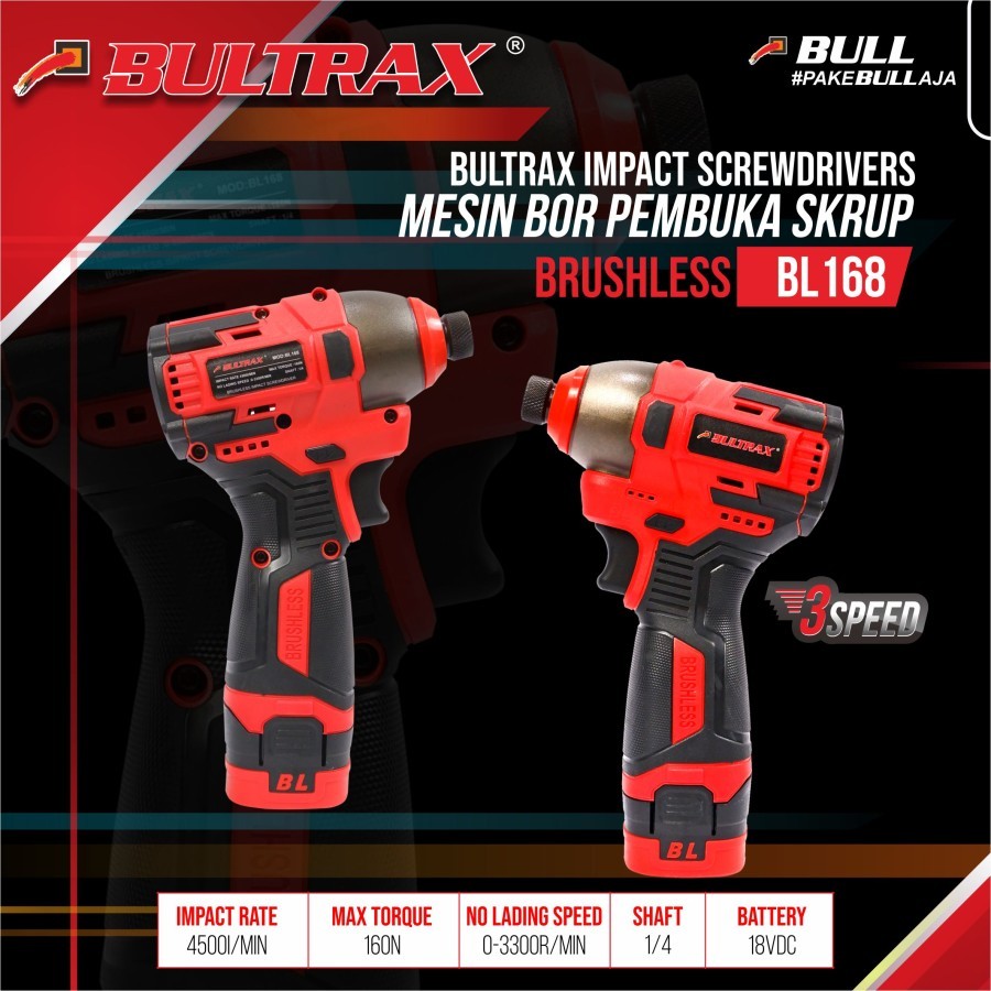 Jual Bultrax impact screwdriver mesin bor pembuka skrup BL168 Brushless ...