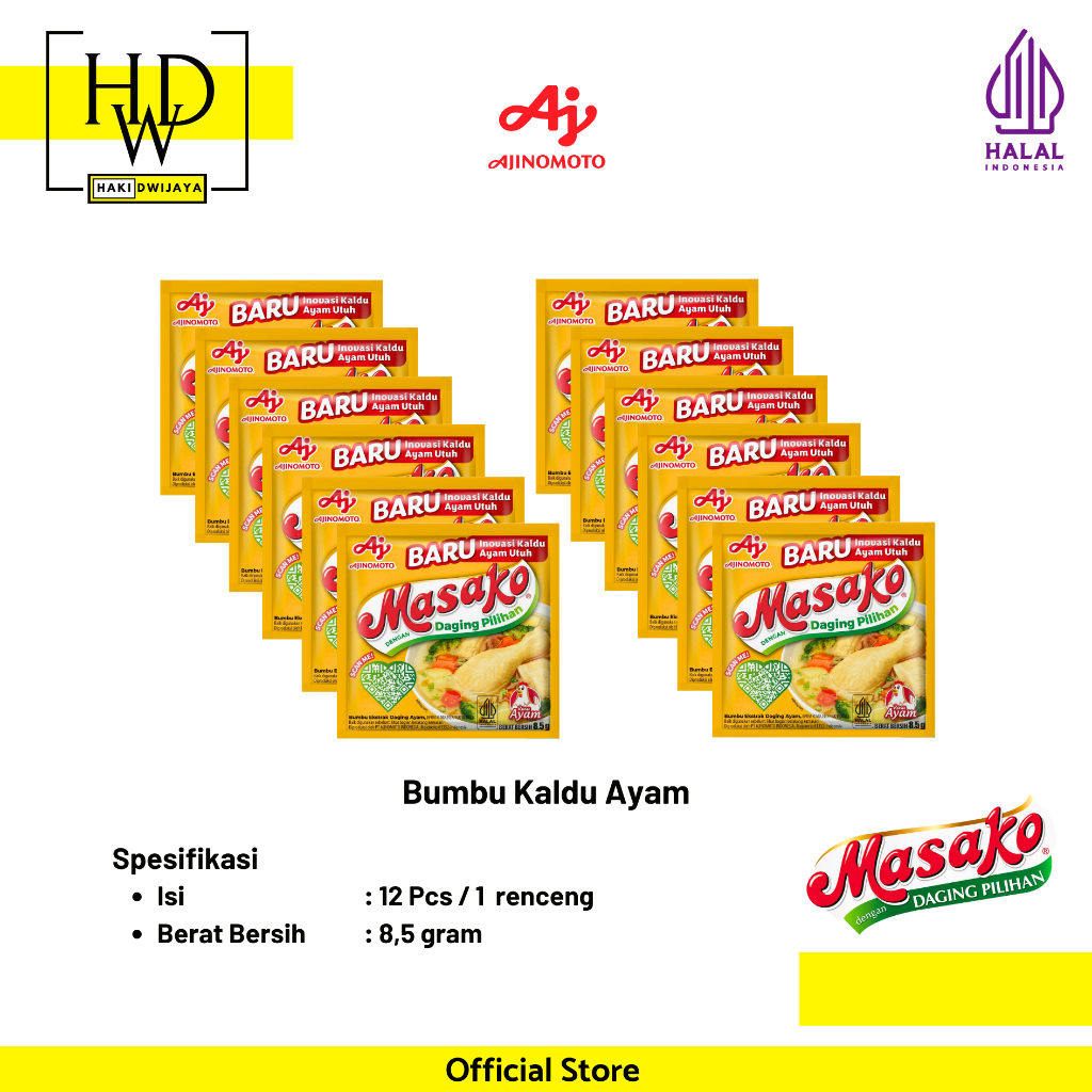 Jual [12 Pcs] Masako Bumbu Penyedap Rasa Ayam Bubuk Kemasan Sachet 8 ...