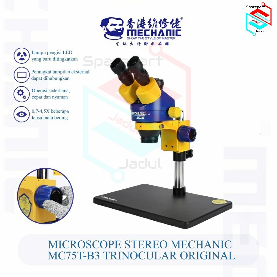 Jual Mechanic Microscope Stereo MC75T-B3 Trinocular Original | Shopee ...