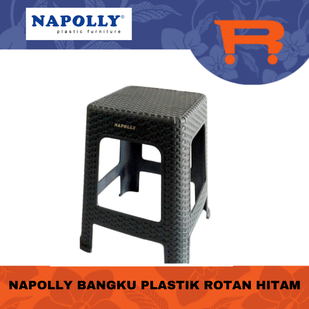 Jual NAPOLLY: BANGKU PLASTIK/ BANGKU BASO TINGGI MOTIF ROTAN (HITAM ...