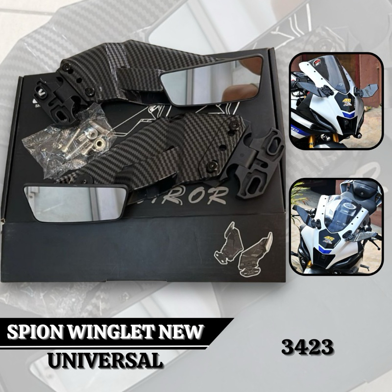 Jual Spion Winglet New AERO H2 Carbon Fiber Rear Mirror Spion Winglet ...