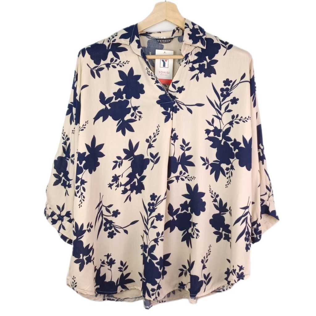 Jual Atasan Kemeja Wanita V-Neck JUMBO RAYON BUNGA LD 110 120 130 CM ...