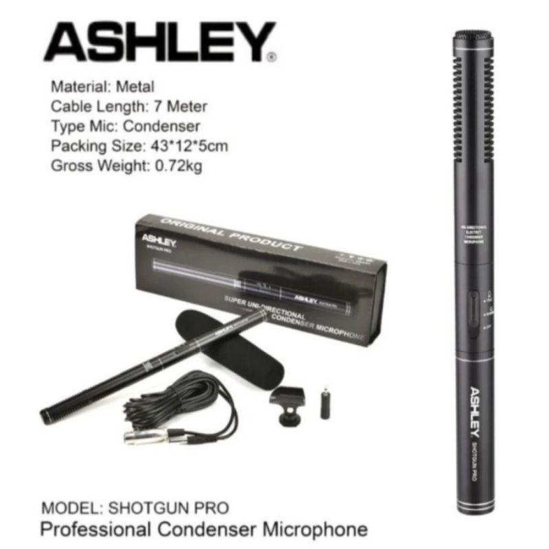 Jual Mic Kabel Condenser Ashley Shotgun PRO Original CONDENSER ...