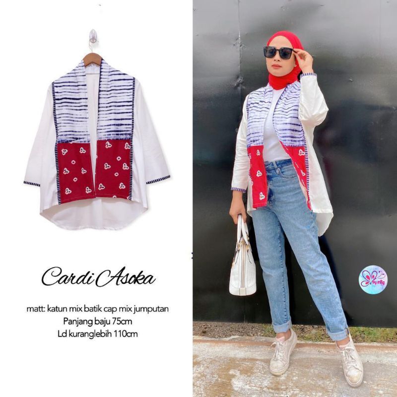 Jual Cardigan Merah Putih / Outer Batik / Cardigan Batik / Batik Merah ...