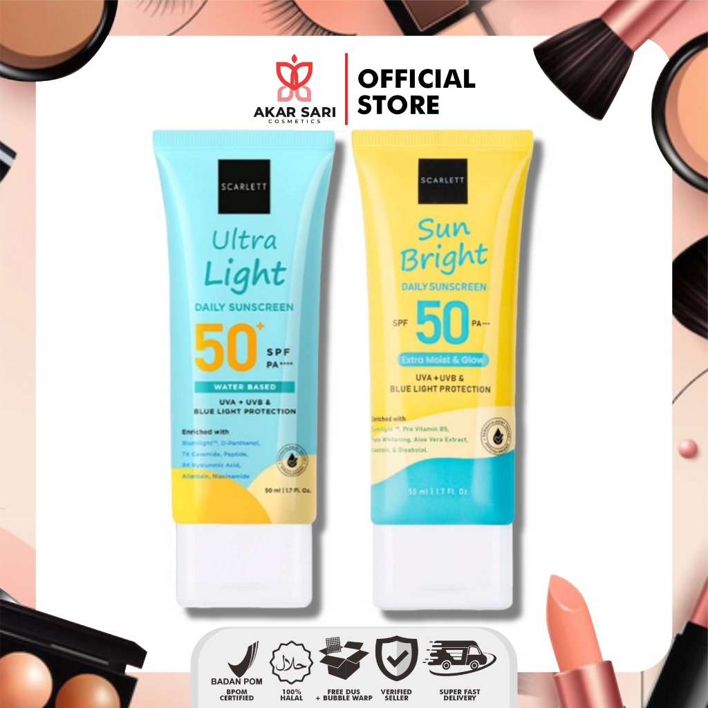 Jual SCARLETT WHITENING SUNSCREEN SUN BRIGHT DAILY SPF 50 PA+++ | ULTRA LIGHT DAILY SUNSCREEN ...