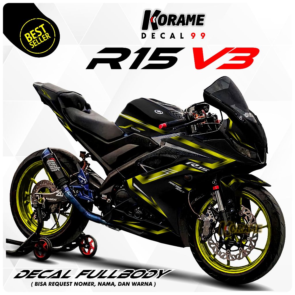 Jual Decal Stiker R15 V3 Fullbody - Matrixline New Versi Hitam List ...