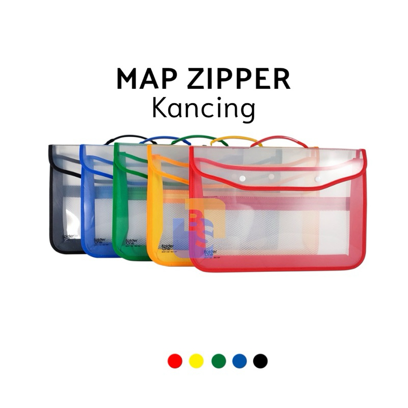 Jual Map Plastik Kancing 2 Jaring Folio/ Zipper School Bag / Map ...