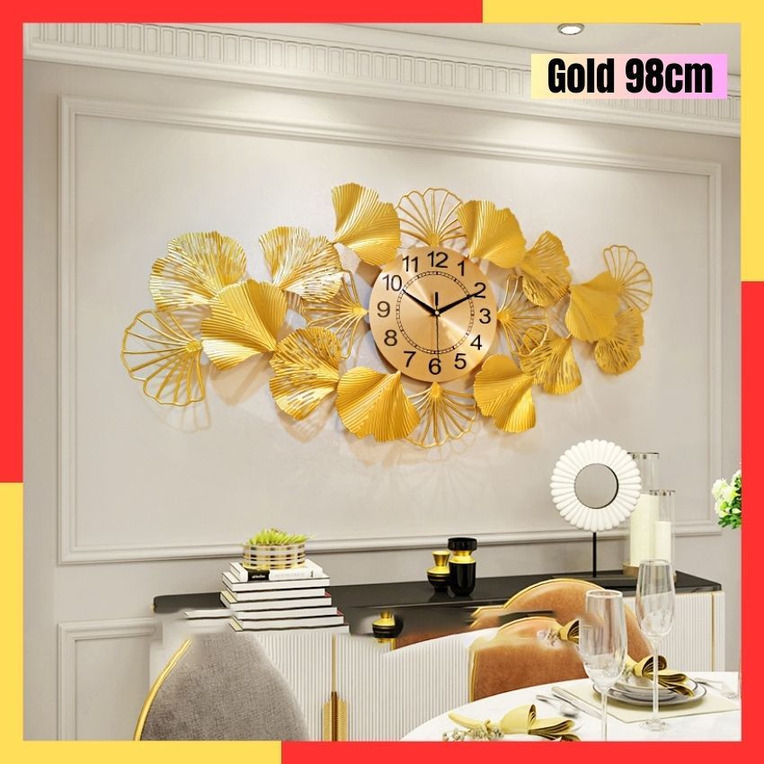Jual Jam Dinding Besar Tempel Gold 98/90CM Aesthetic Unik Minimalis ...