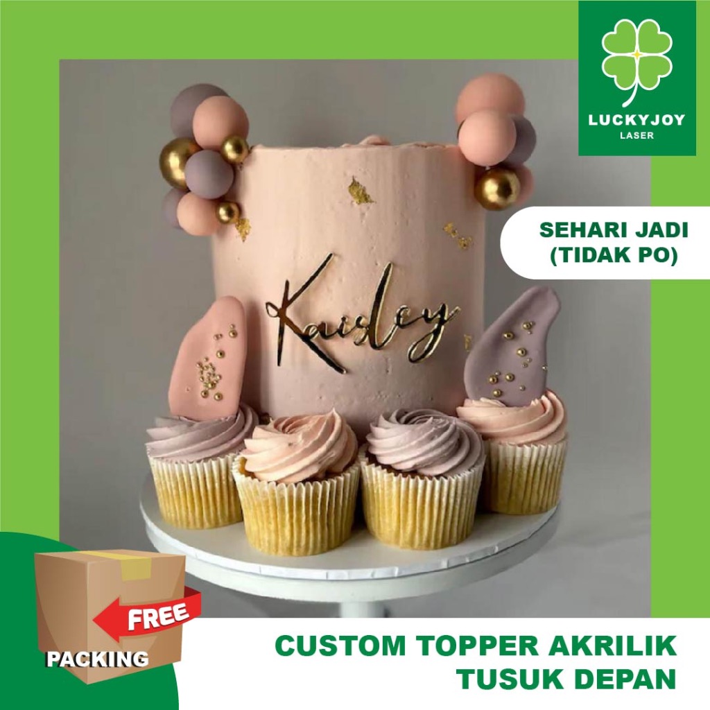 Jual Topper Cake Akrilik TUSUK DEPAN Custom Toper Acrylic Nama Angka ...