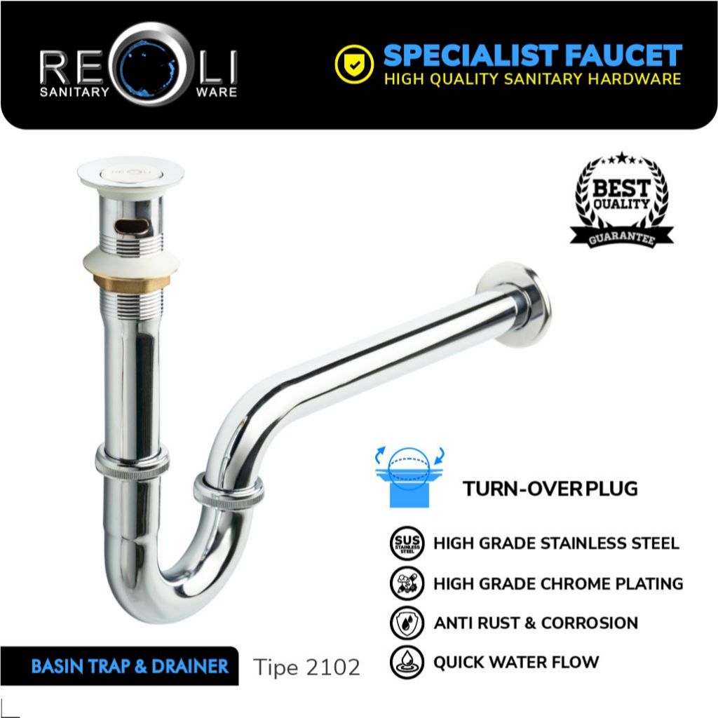 Jual REOLI Sifon Afur Wastafel Basin Trap Drain Stainless Steel Leher ...