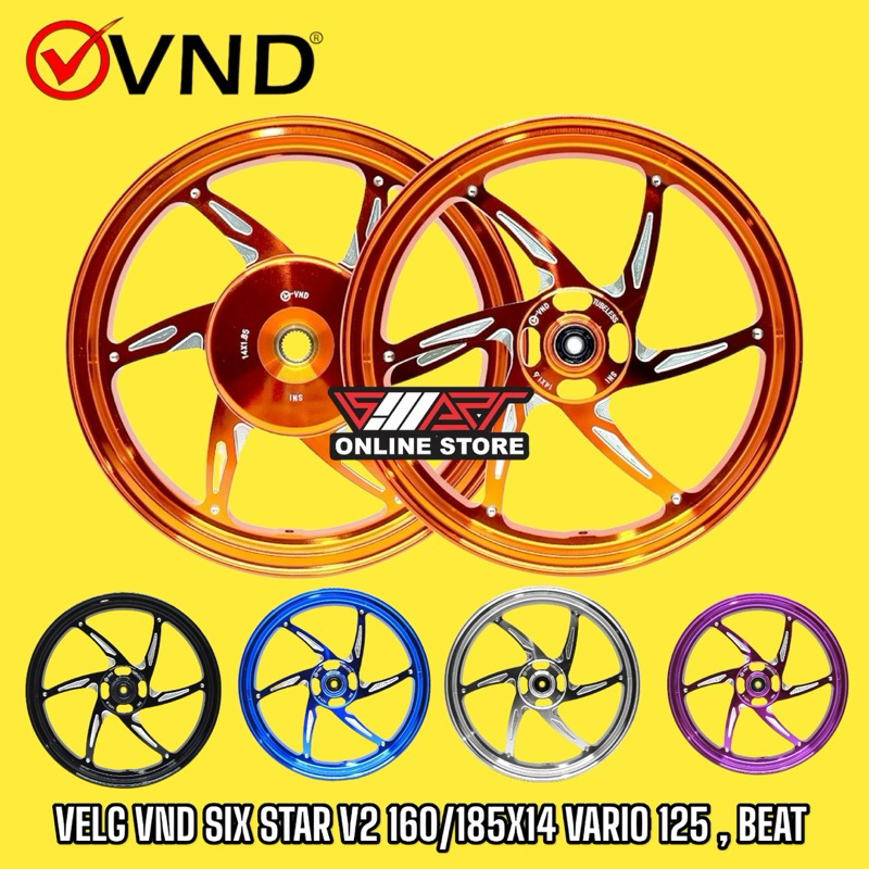 Jual VELG VND RACING SIX STAR V2 160/185X14 VARIO 125 , BEAT | Shopee Indonesia