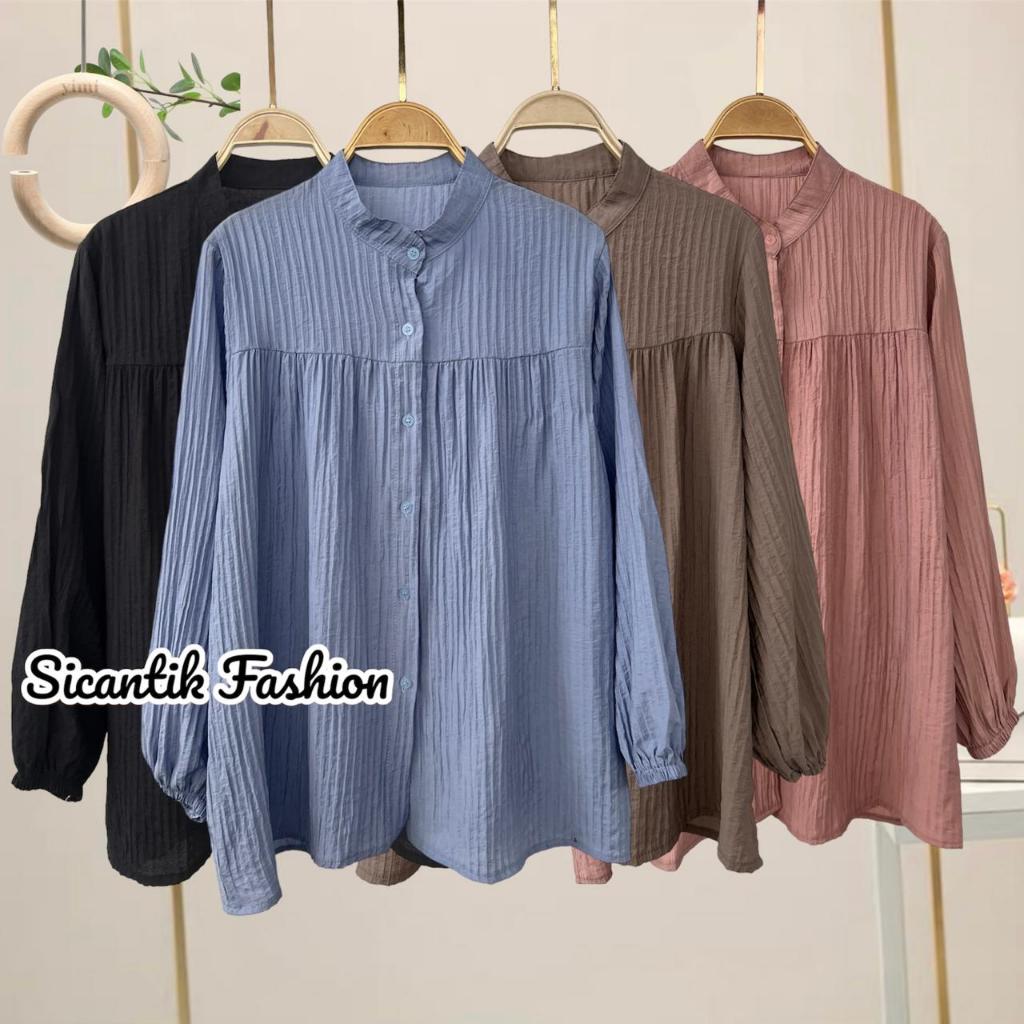 Jual KEMEJA WANITA - ATASAN CEWEK KOREAN TERBARU - BLOUSE LENGAN ...