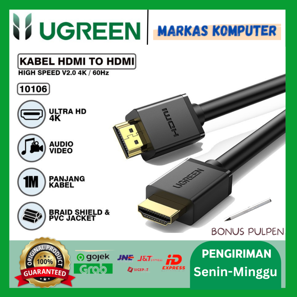 Jual Ugreen HD104 4K 60hz HDMI Male to Male 1M Cable Black - 10106 | Shopee Indonesia