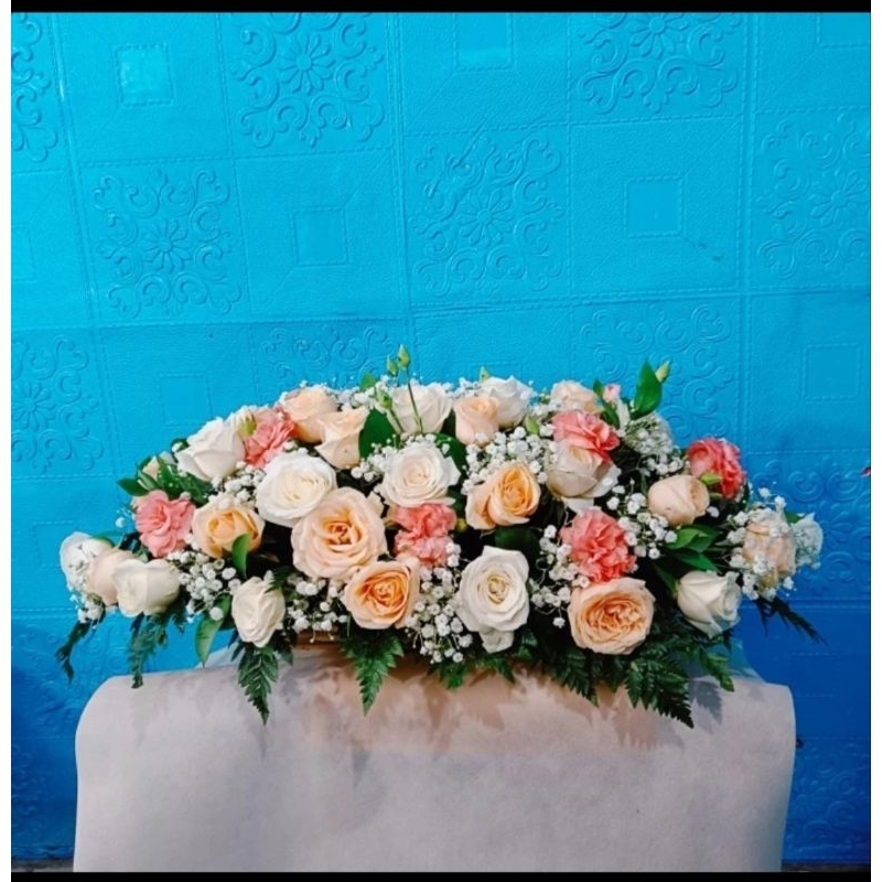 Jual rangkaian bunga meja oval/bunga fresh | Shopee Indonesia