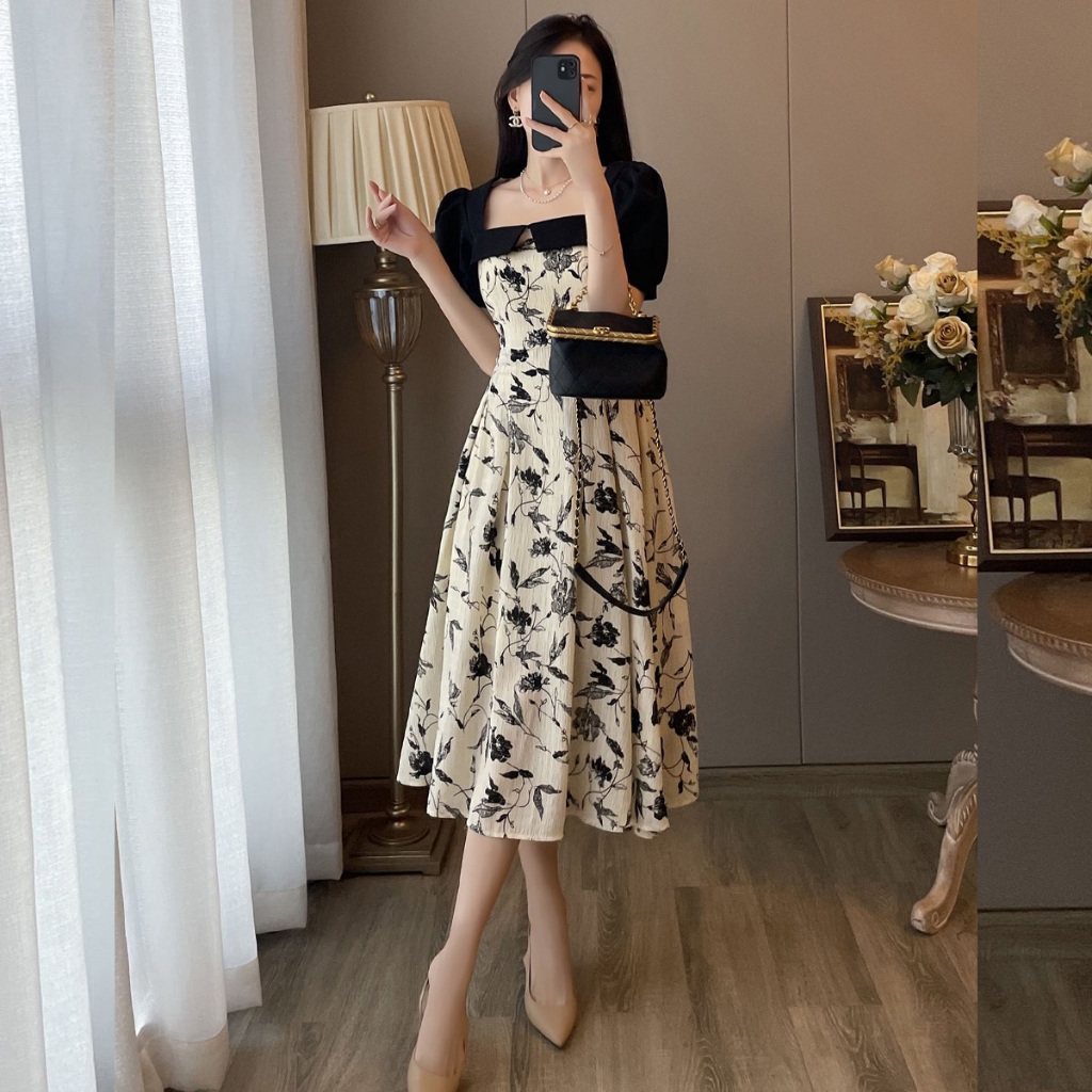 Jual Dress Korean Style Wanita Terbaru Baju Kekinian Midi Kondangan Elegant Premium Simple Mewah ...