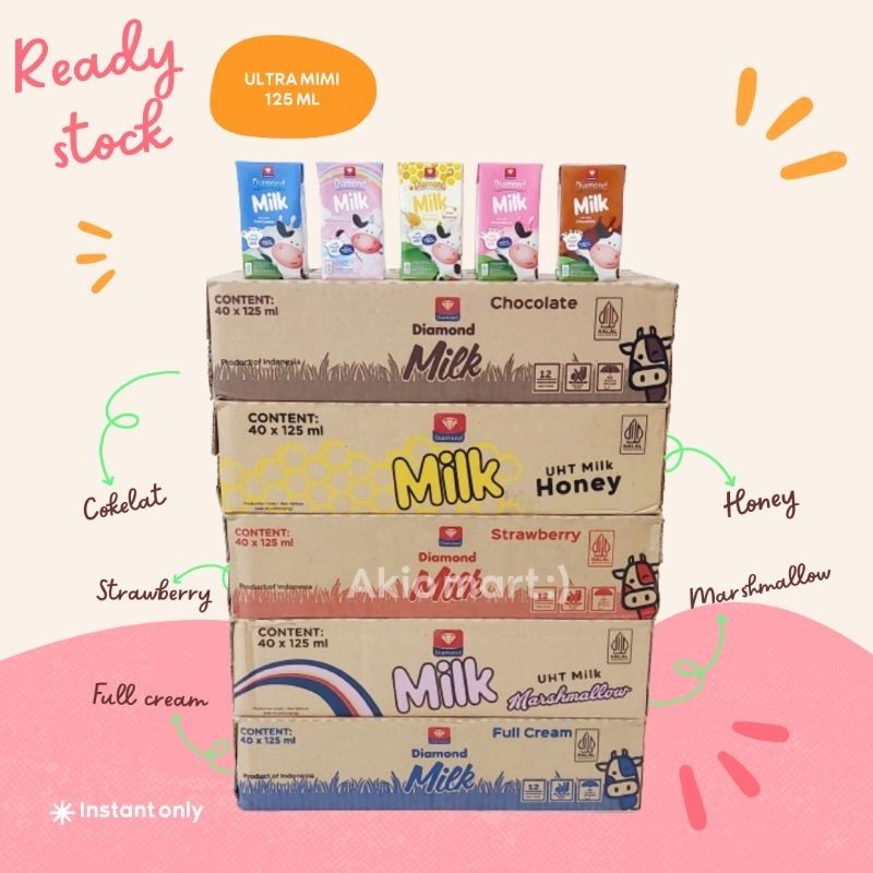 Jual Susu UHT Diamond Milk 125ml 1 dus/karton isi 40 pcs | Shopee Indonesia