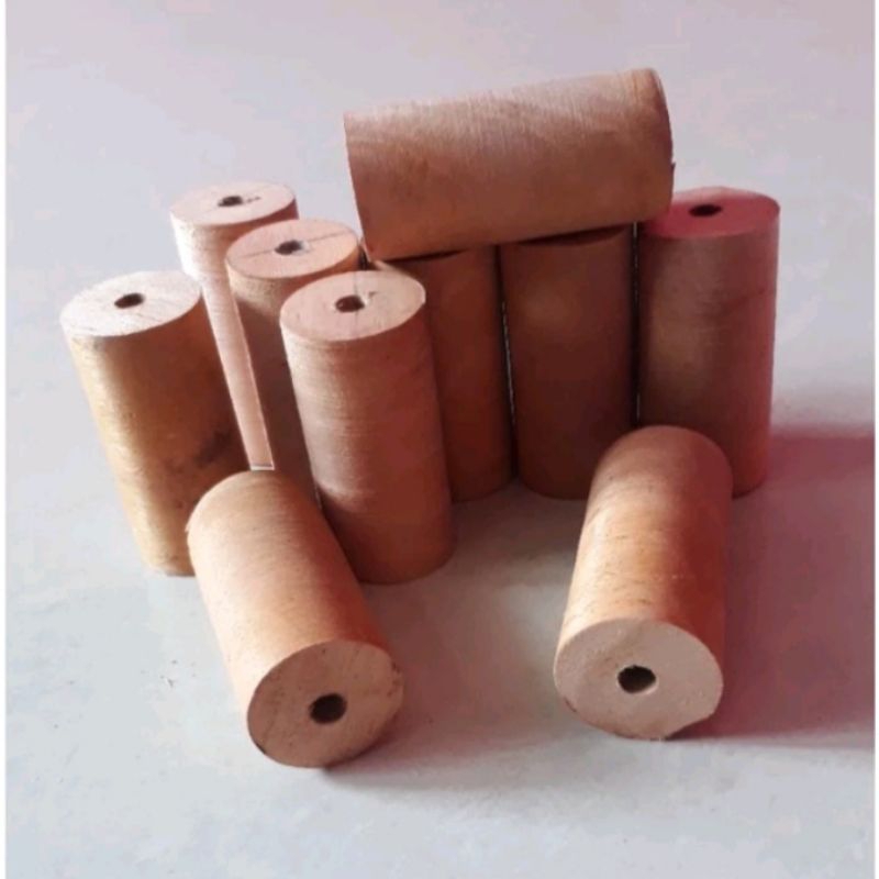 Jual RODA KAYU BUBUT DIAMETER 2.5CM, TINGGI DENGAN LOBANG SENTER (10 ...