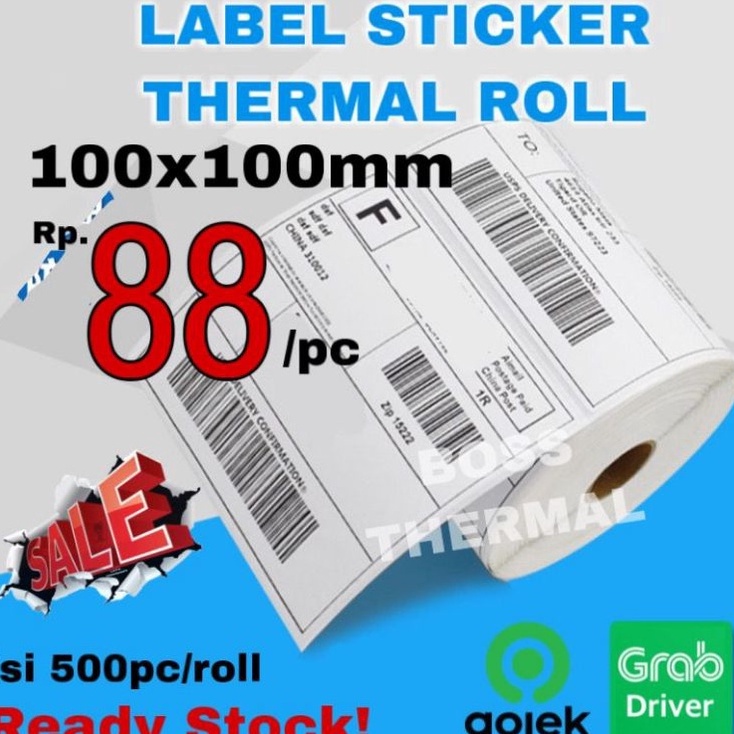 Jual KES LABEL THERMAL 1x1 isi 5 STICKER BARCODE THERMAL 1X1 | Shopee ...