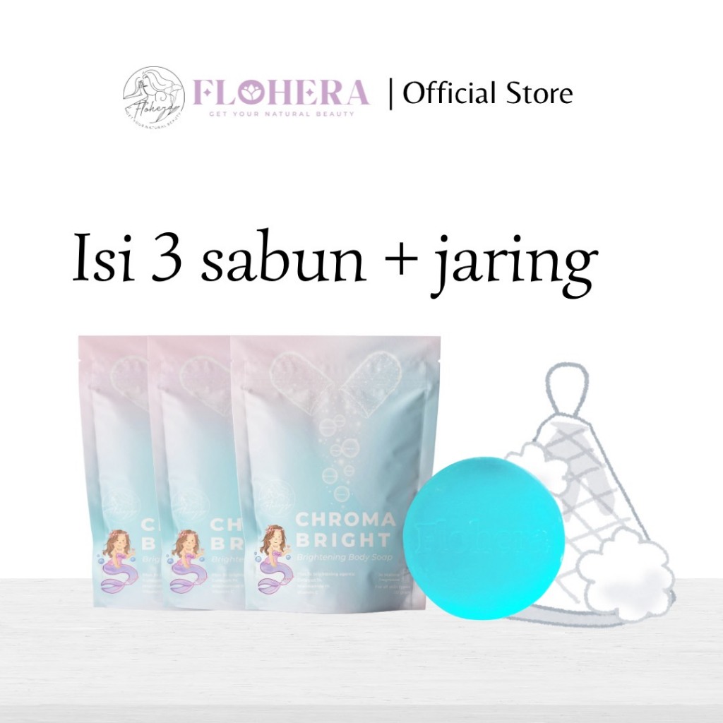 Jual PAKET 3 PCS CHROMA BRIGHT Brightening Body Soap (FREE JARING SABUN ...