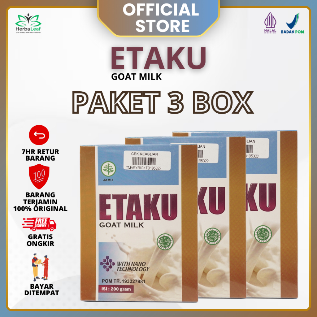 Jual Paket 3 Box Etaku Goat Milk Susu Kambing Etawa Untuk Nyeri Sendi ...