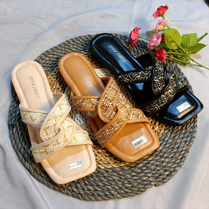 Jual sandal wanita teplek terbaru nyaman dipakai full busah | Shopee ...