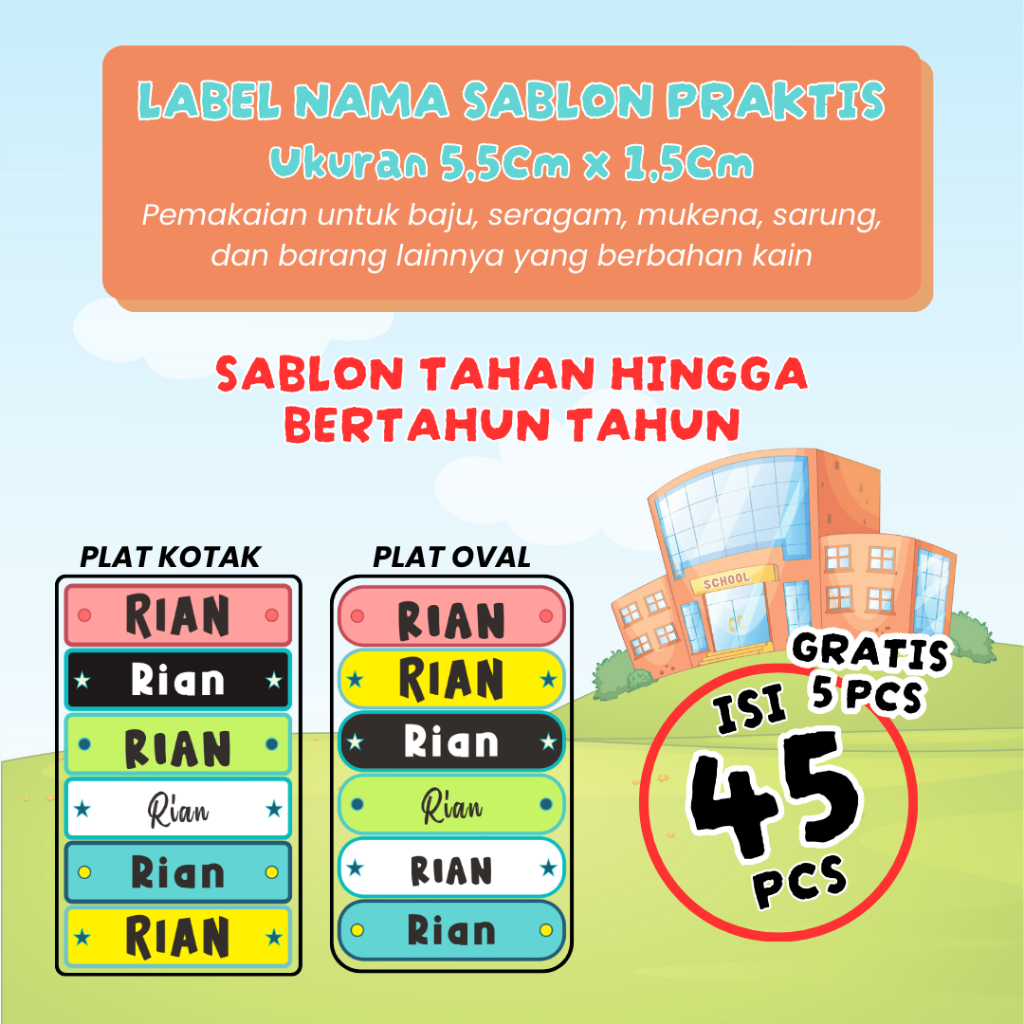 Jual 50pcs Label Nama Pakaian Sablon Setrika | Sablon Nama Satuan ...