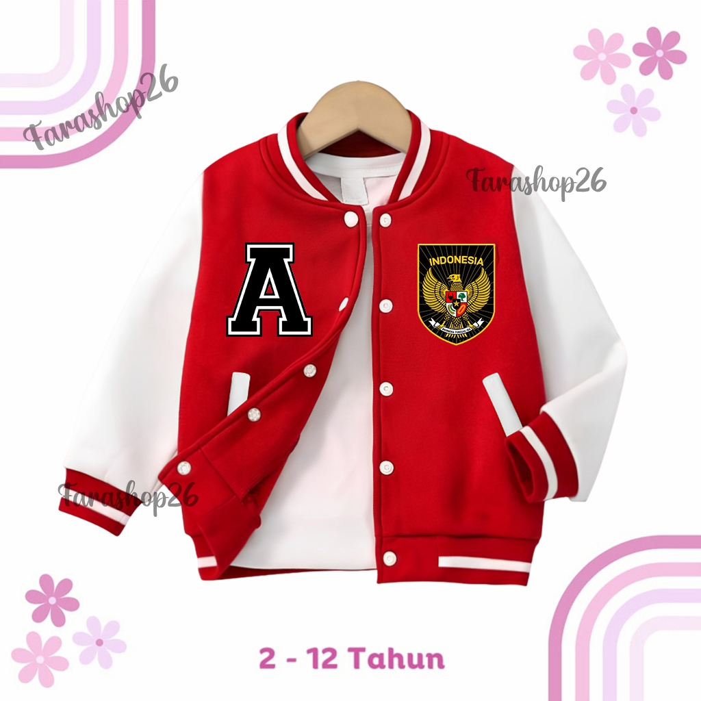 Jual Varsity Jacket Baseball Anak Inisial A-Z TIMNAS INDONESIA Laki ...