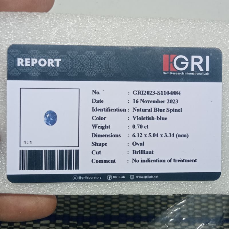 Jual Natural Blue Spinel Batu Permata Asli Spinel Memo GRI lab No ...