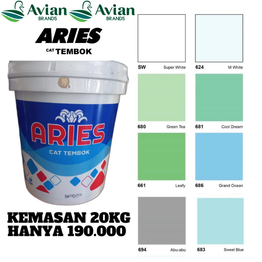 Jual CAT TEMBOK ARIES 20KG (AVIAN BRANDS) | Shopee Indonesia