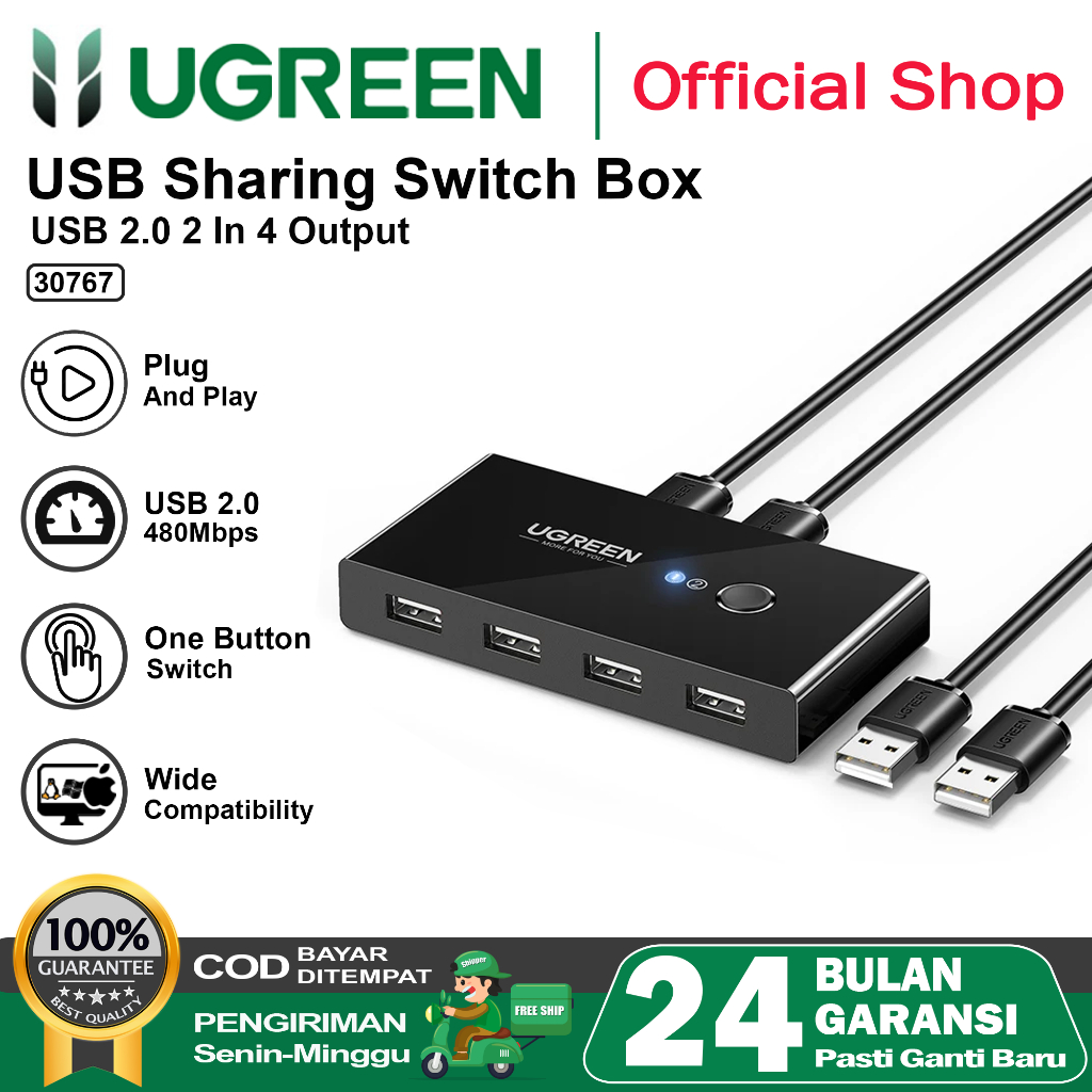 Jual UGREEN USB Sharing Switch Box 2In 4Out USB 2.0 USB 3.0 For PC ...