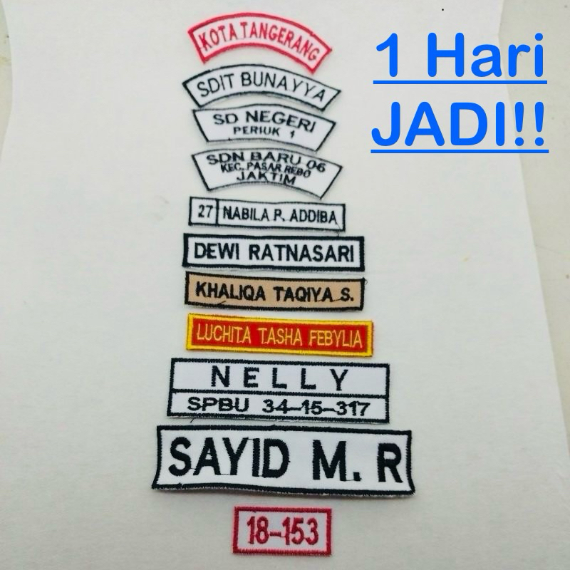 Jual Bet bordir name tag/ nama seragam sekolah, kerja,1 hari JADI!,Bisa ...