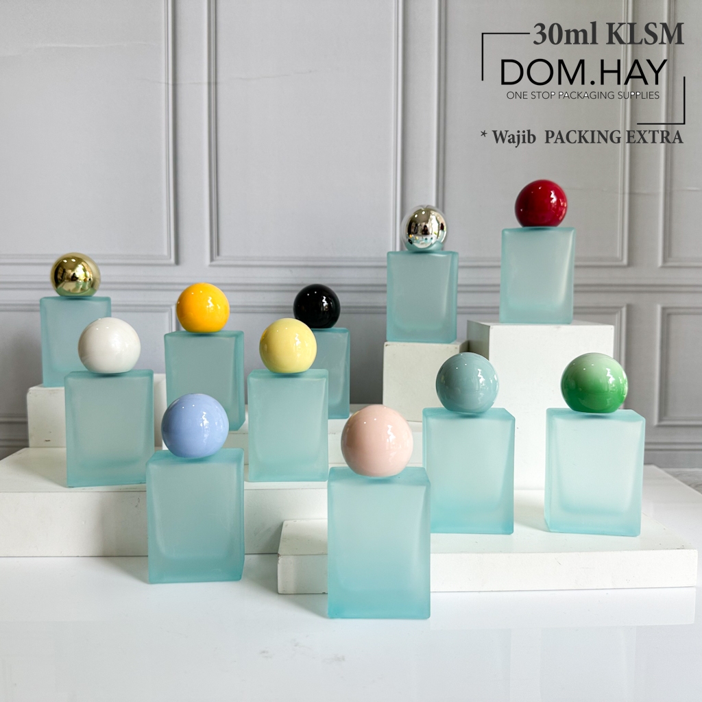 Jual 30ml KLSM Biru Frosted Bola Botol Parfum Semi Press Kaca Parfume ...