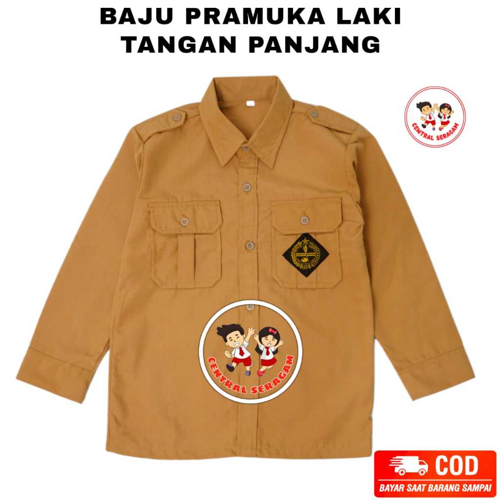 Jual Baju Pramuka laki Lengan Panjang Seragam Sekolah SD SMP SMA Baju Pramuka laki Penggalang ...