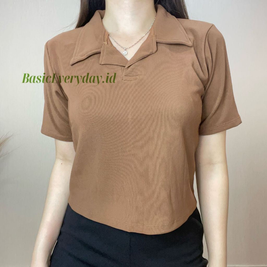 Jual BasicEveryday Basic Polo Crop Top Wanita Baju Polo Shirt BE01 | Shopee Indonesia