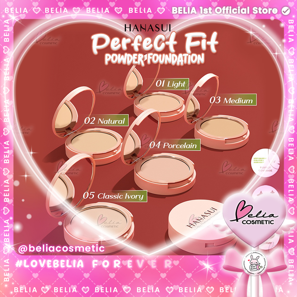 Jual BELIA Hanasui Perfect Fit Powder Foundation | Bedak Padat | Soft ...