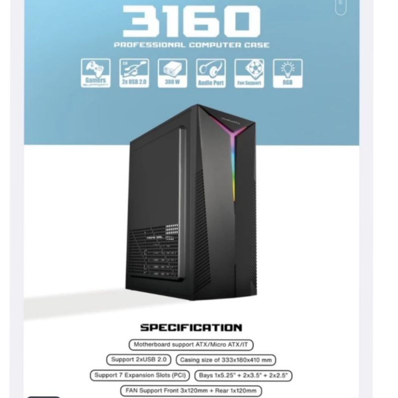Jual CASING PC SIMBADDA SIM-V 3160 + PSU 380 WATT | Shopee Indonesia