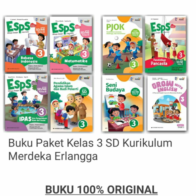 Jual Buku Paket Kelas 3 SD Kurikulum Merdeka Erlangga Original | Shopee Indonesia