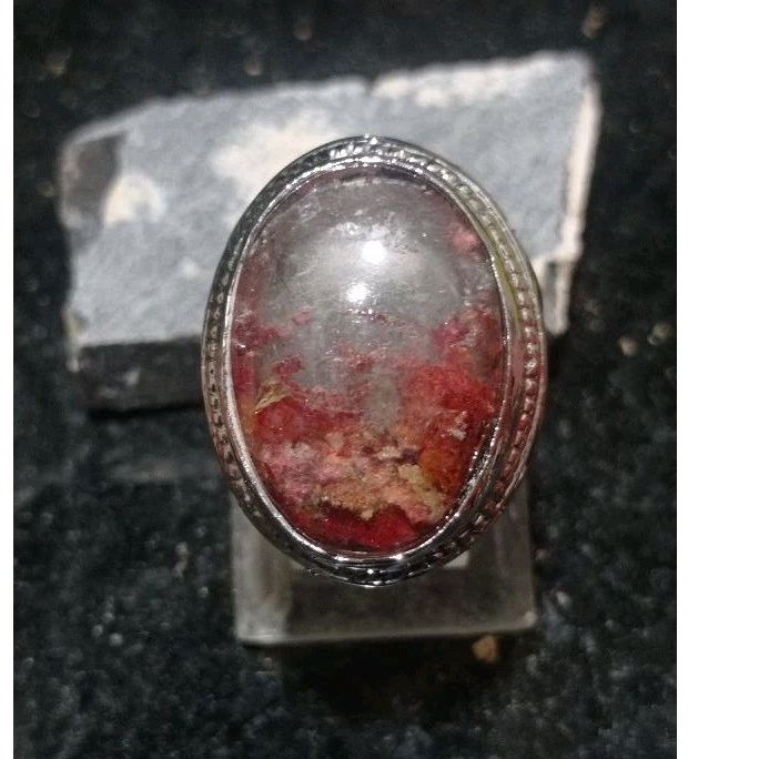 Jual Cincin batu natural kecubung karang merah red ghost phantom Quartz ...