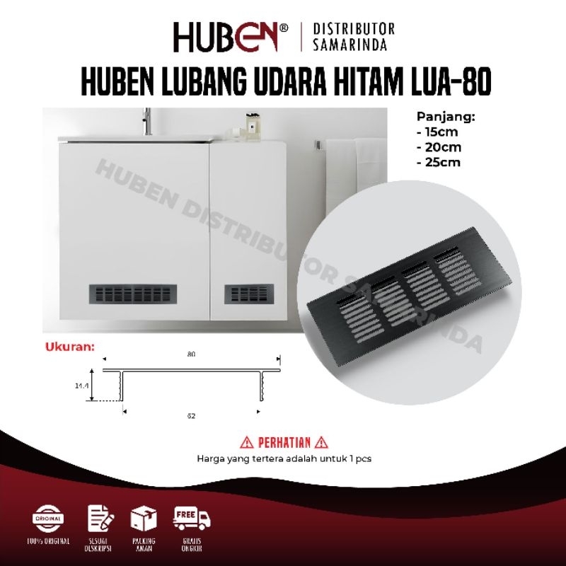Jual HUBEN LUA 80 Lubang Udara HITAM Aluminium 8 x 15 20 25 CM Lubang ...