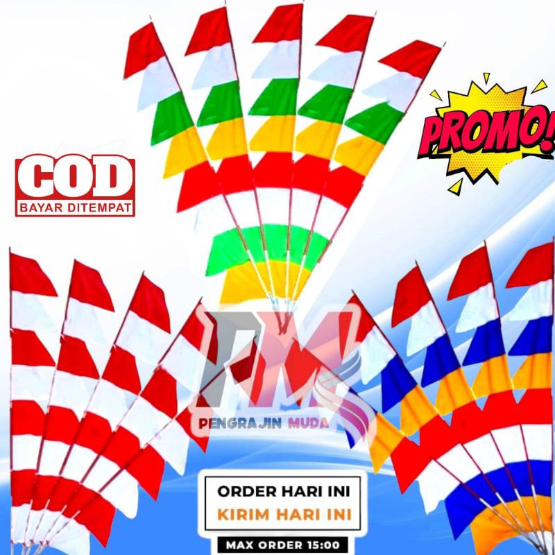 Jual Bendera Umbul umbul polos 20 pcs ( 1 krodi ) Umbul umbul warna warni polos | Shopee Indonesia