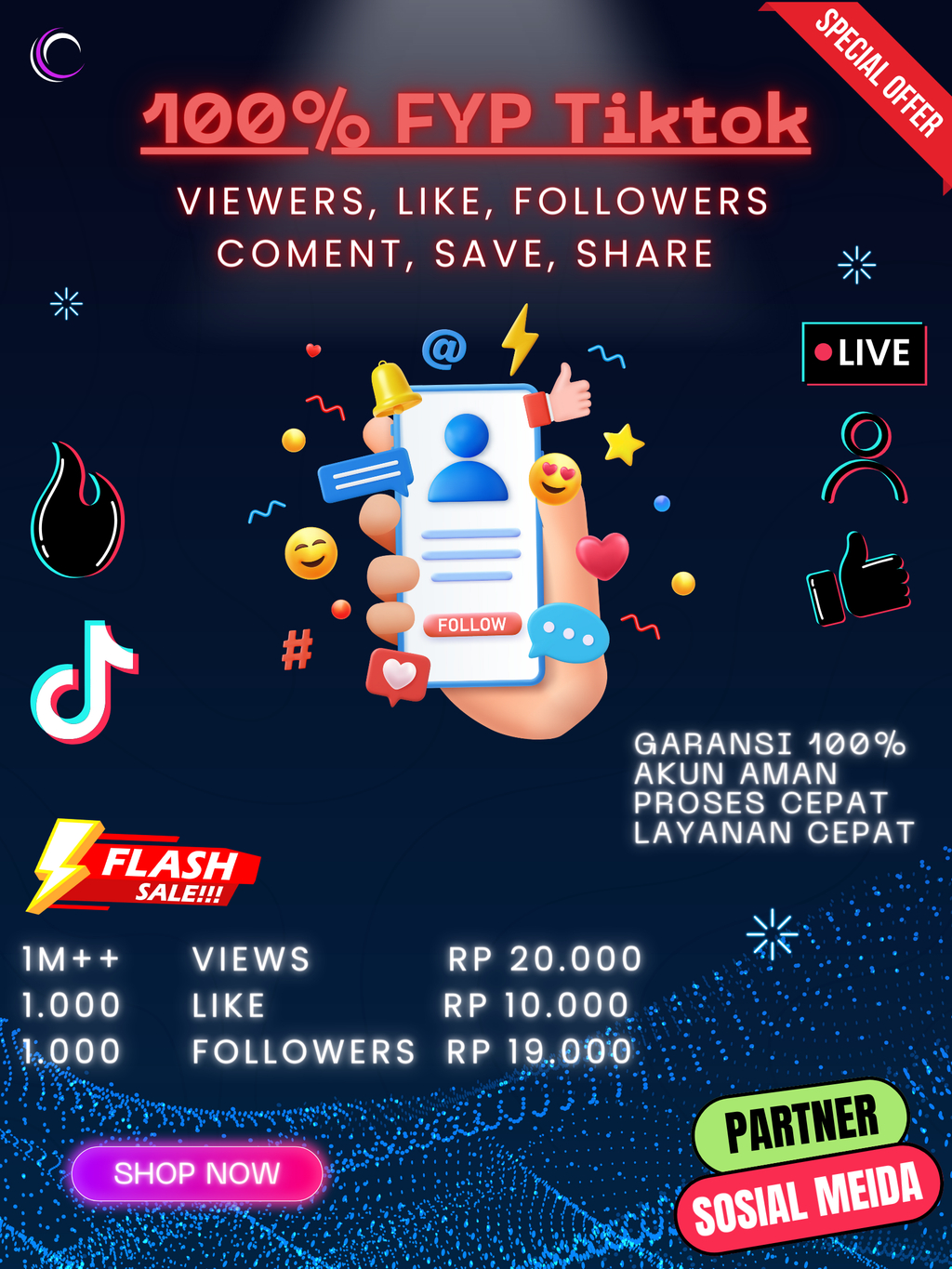 Jual TIK**TOK FOLLOWER FOLLOWERS VIEW VIEWS VIEWER LIKE LIKES ...